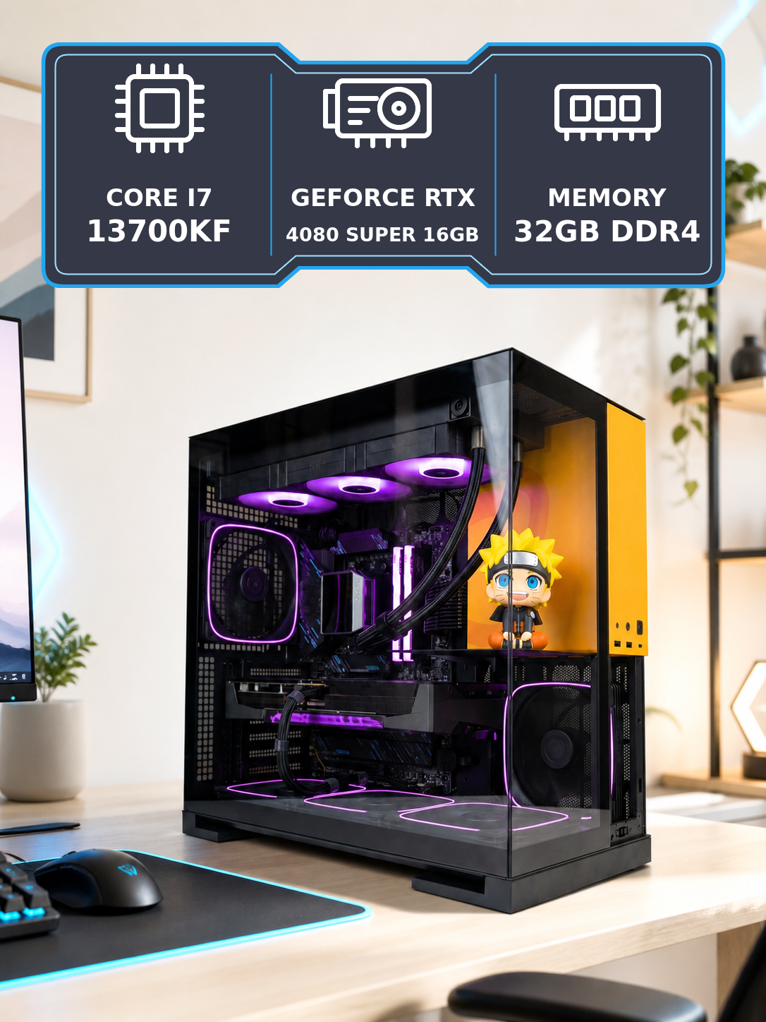 Мощный игровой компьютер (системный блок) Core i7-13700KF /RTX4080 Super/32GB/512Gb+1Tb SSD/850W/Win 10 PRO