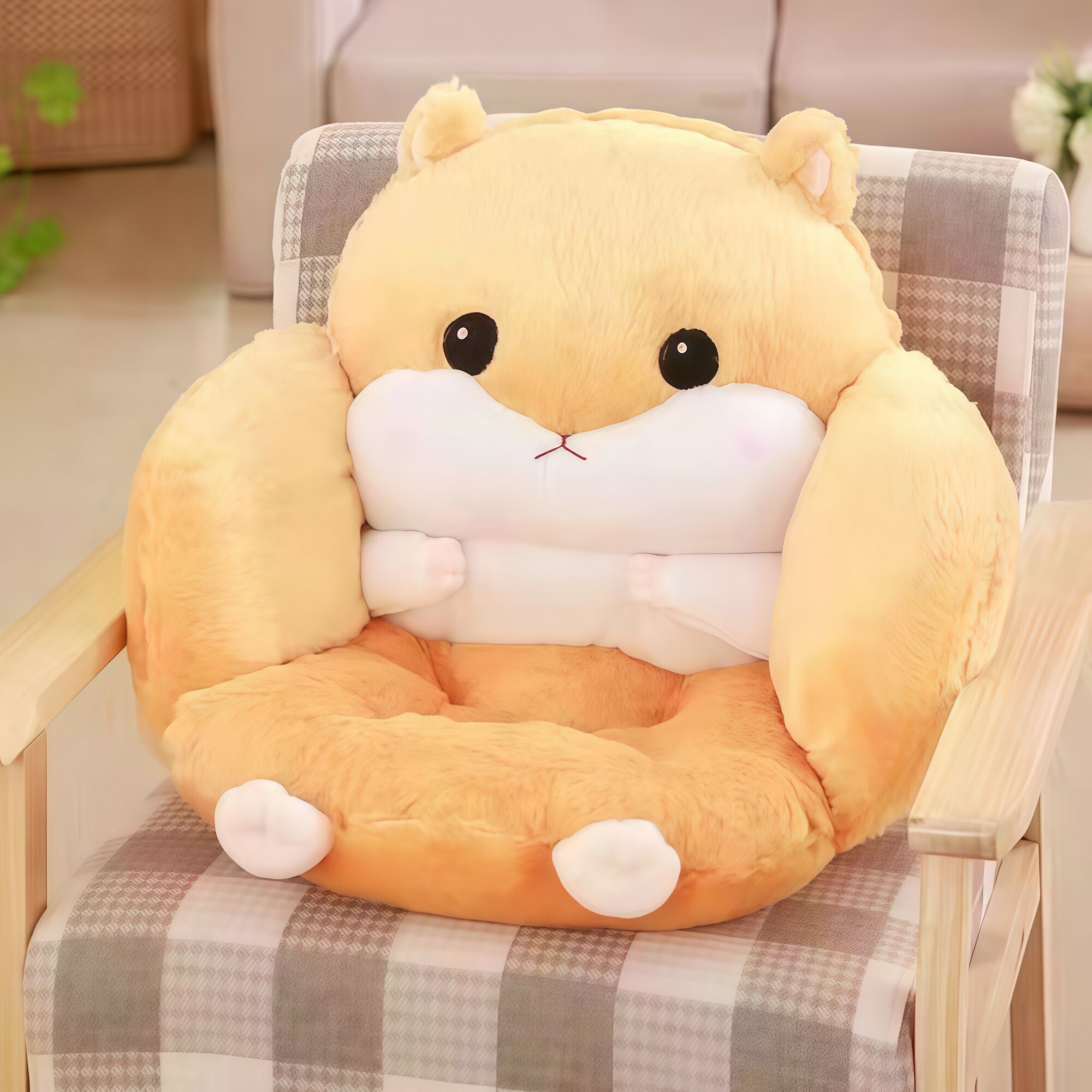 Подушка Nova Home Textile "Хомяк", 40х40 см, натуральный мех, хлопок