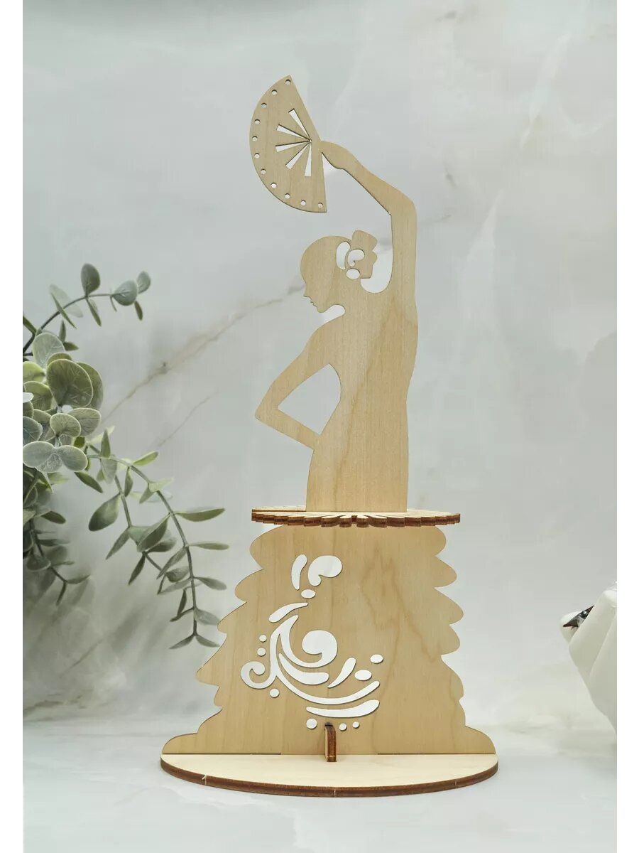 Салфетница Woodcarver "Девушка с Веером", бежевая, деревянная — фото 1