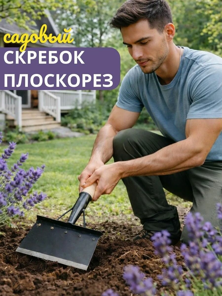 Лопата садовая стальная, скребок плоскорез, ледокол для уборки льда и копки траншей без черенка