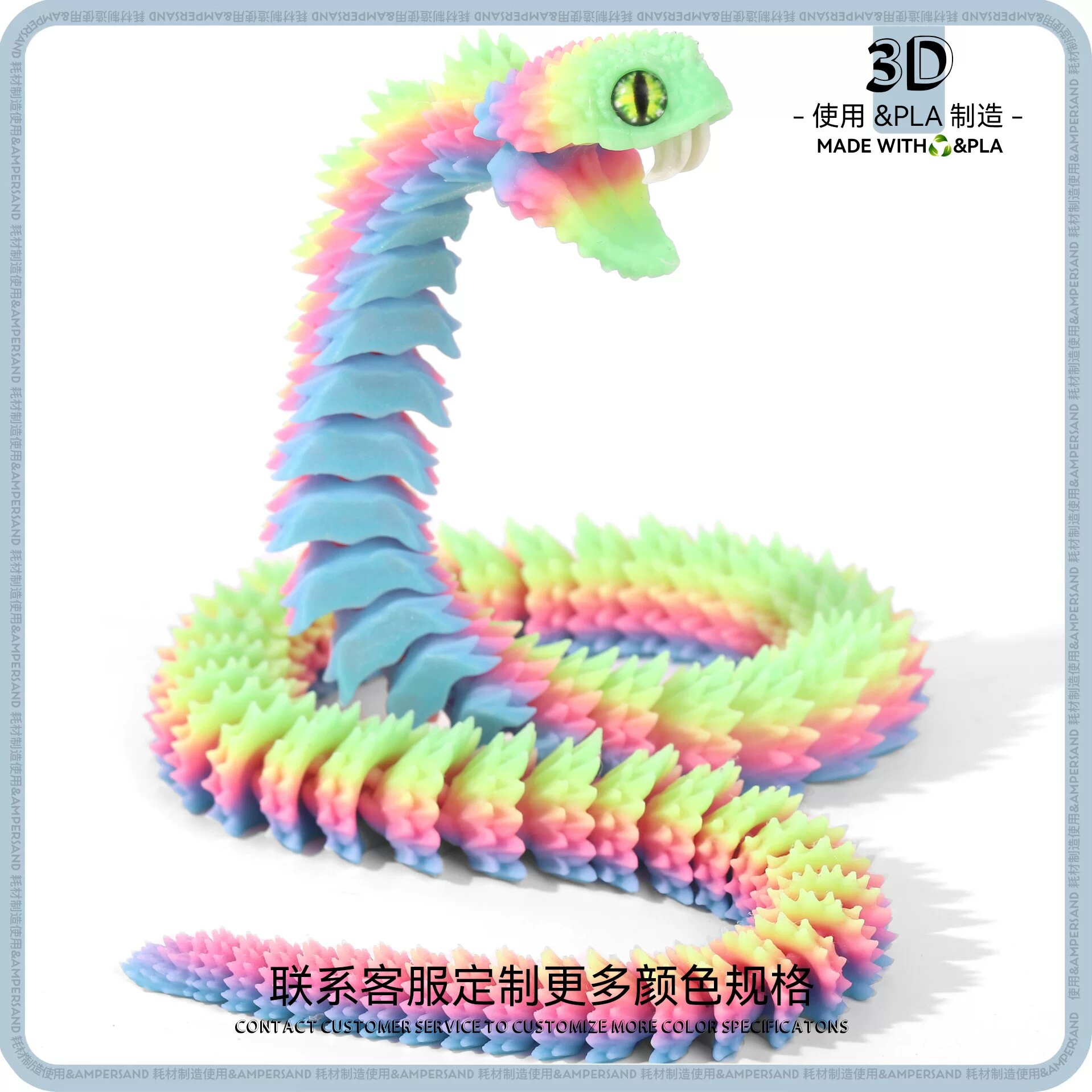 30 см светящаяся в темноте 3D-печатная змея-випер с подвижными зубами, цветная отделка для ночного освещения