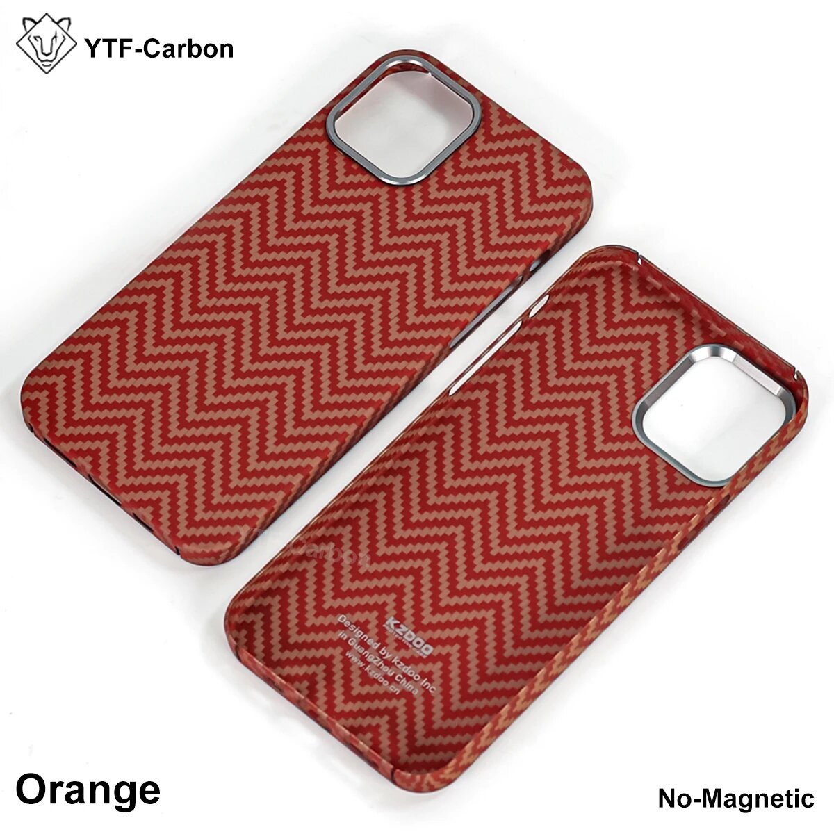 Чехол YTF-Carbon для iPhone 12 Pro Max, оранжевый, без магнита