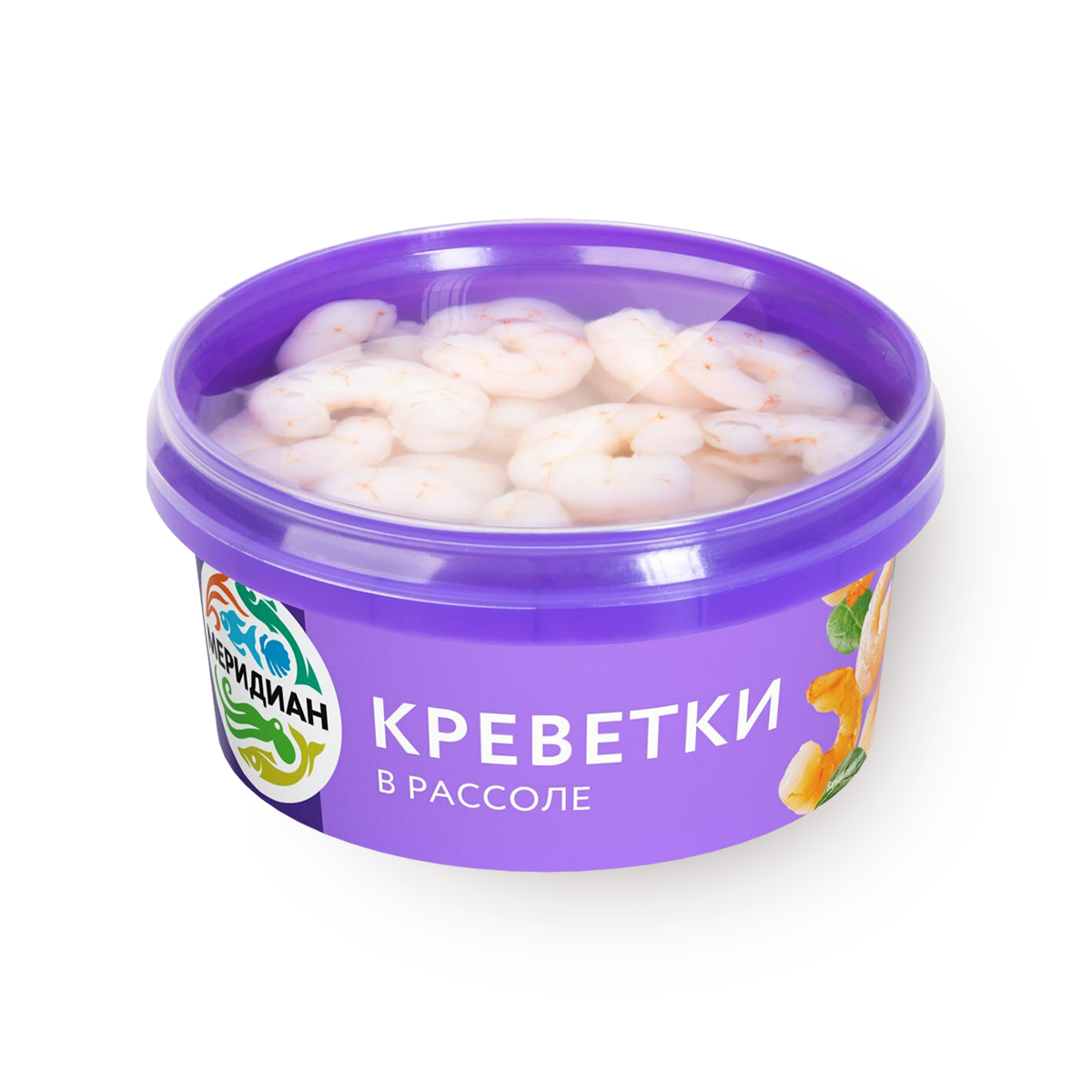 Креветки Меридиан, очищенные, в рассоле, 180 граммов, 1 упаковка