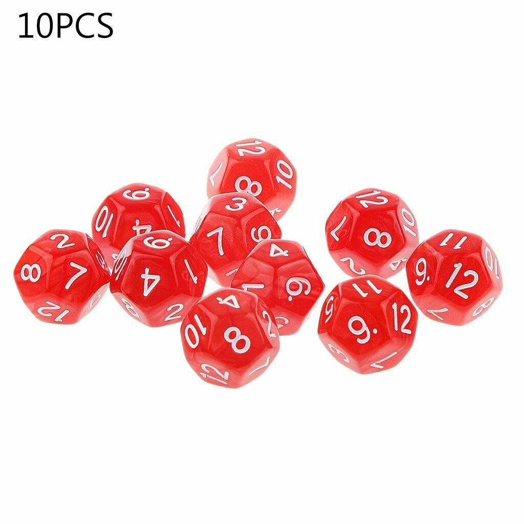 Акриловые 12-гранные игральные кости (10 шт.), R
