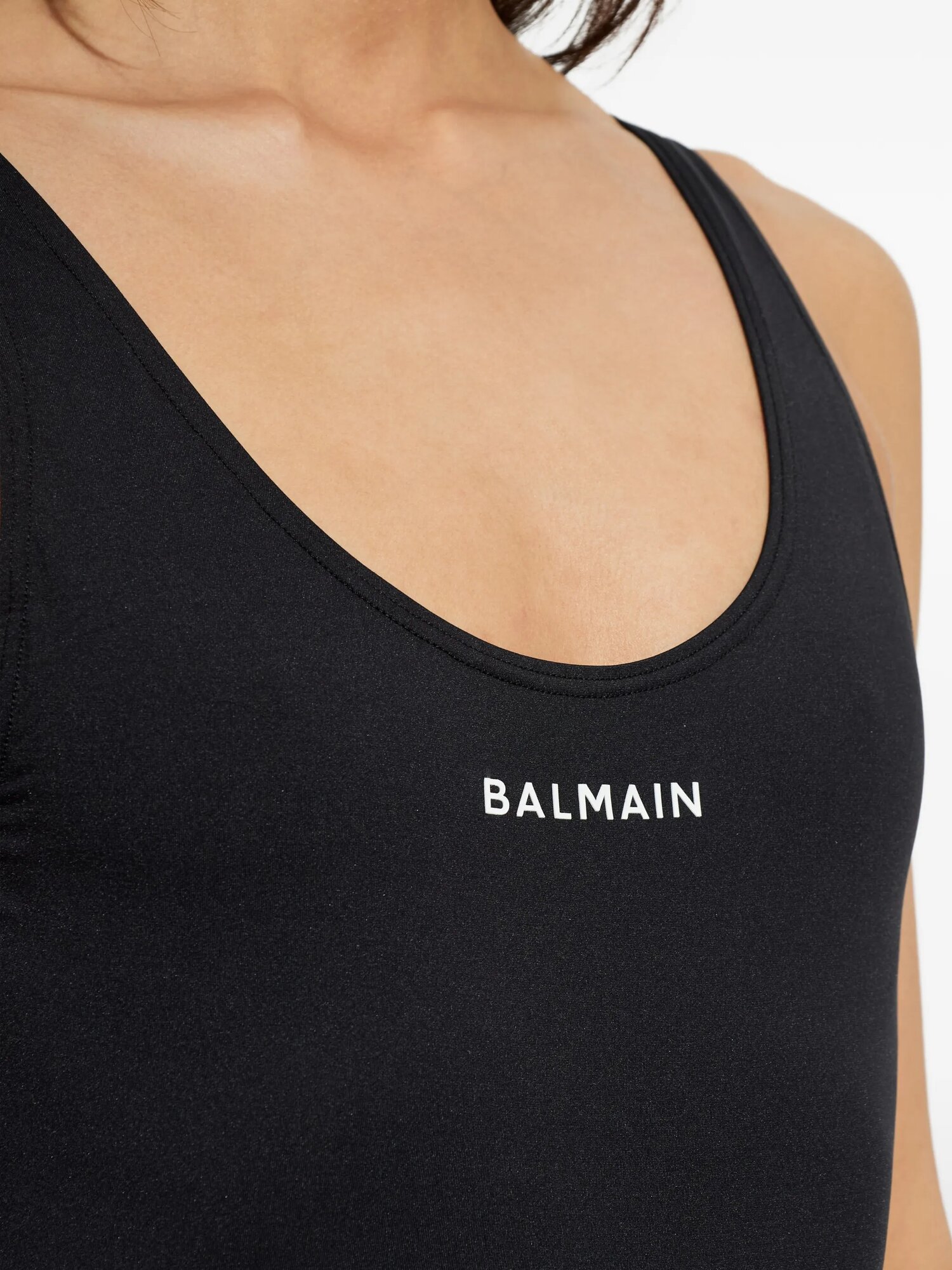 Купальник BALMAIN Logo-print swimsuit, размер 40, черный/черный — фото 1