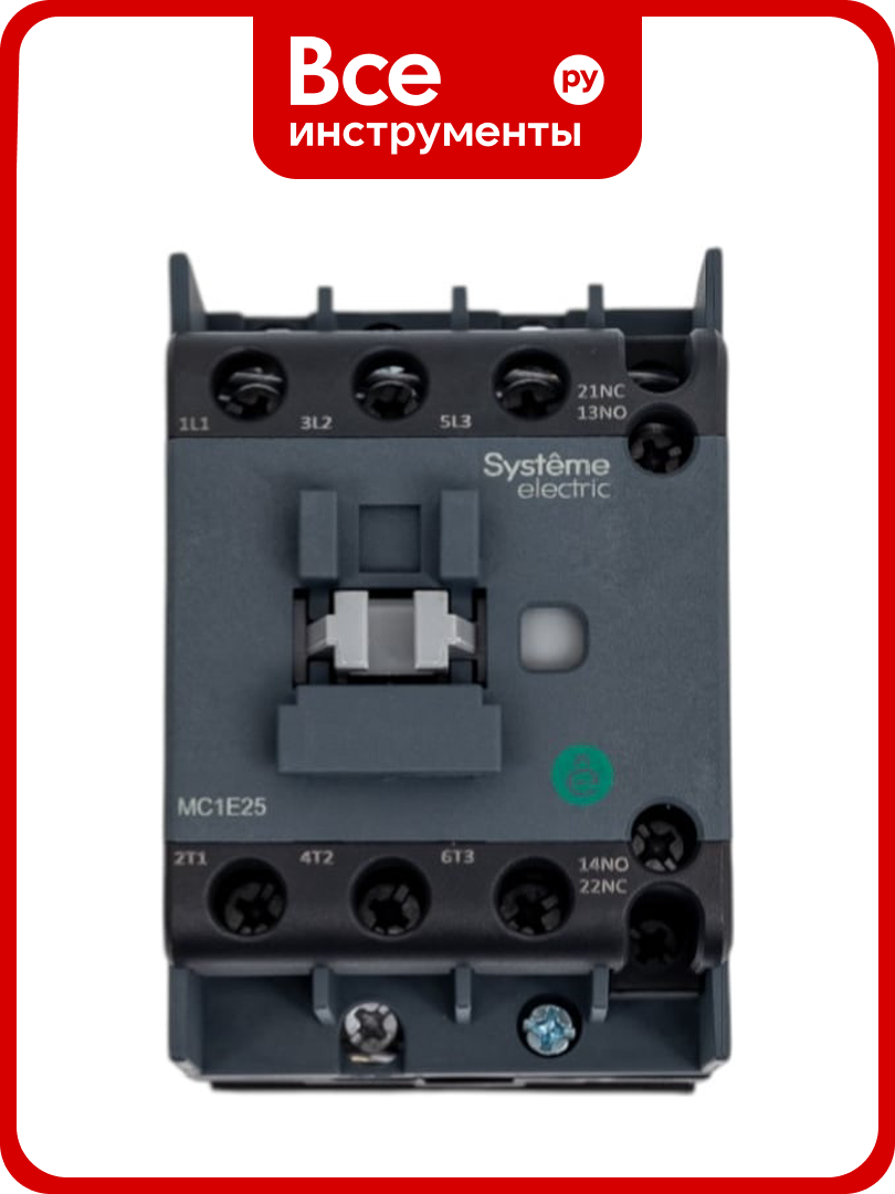 Контактор Systeme Electric MC1E 3п 25А кат. 220В/230В AC 1НО+1НЗ SE MC1E25M7, модульный тип, пластиковый корпус