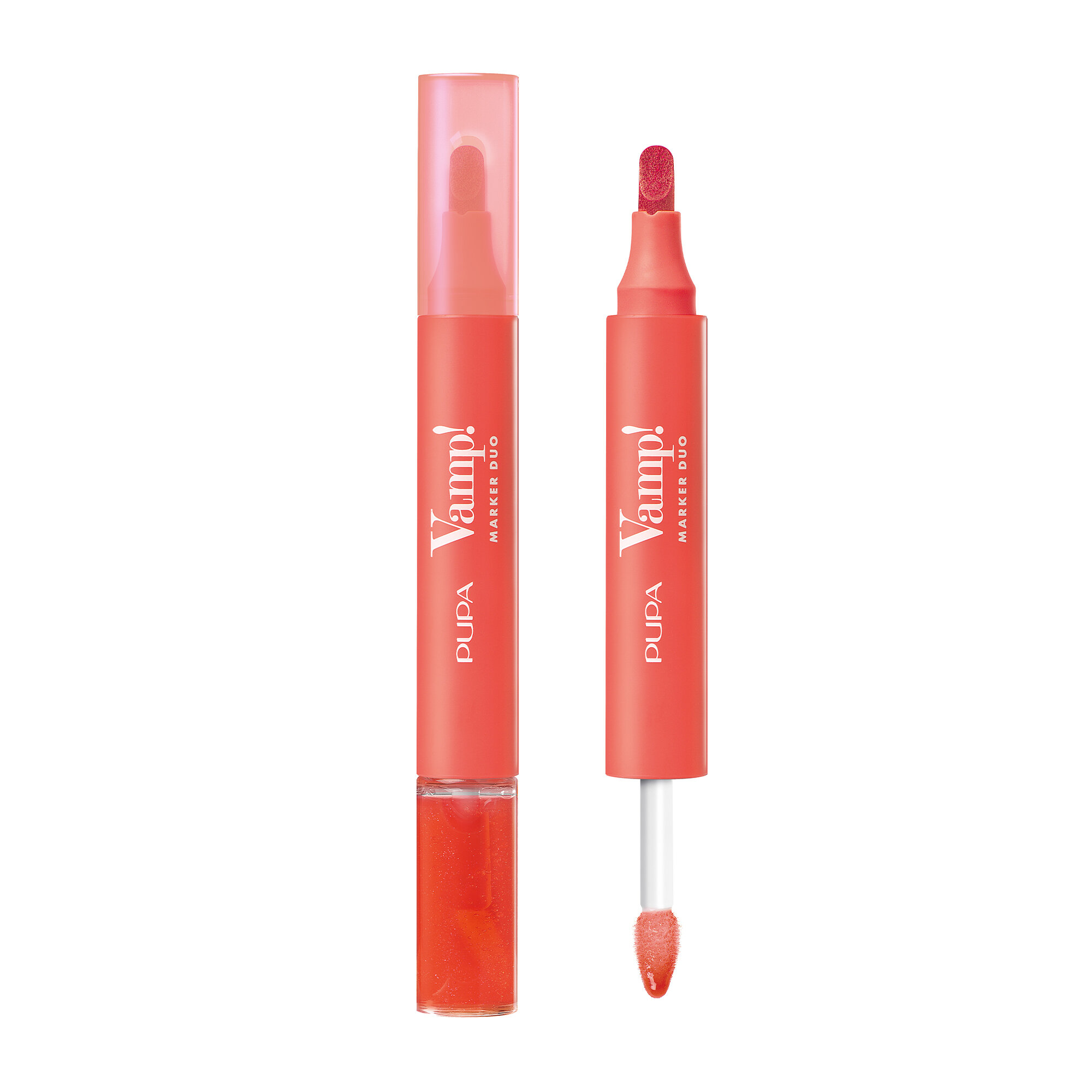PUPA VAMP MARKER DUO Маркер и блеск для губ Коралл