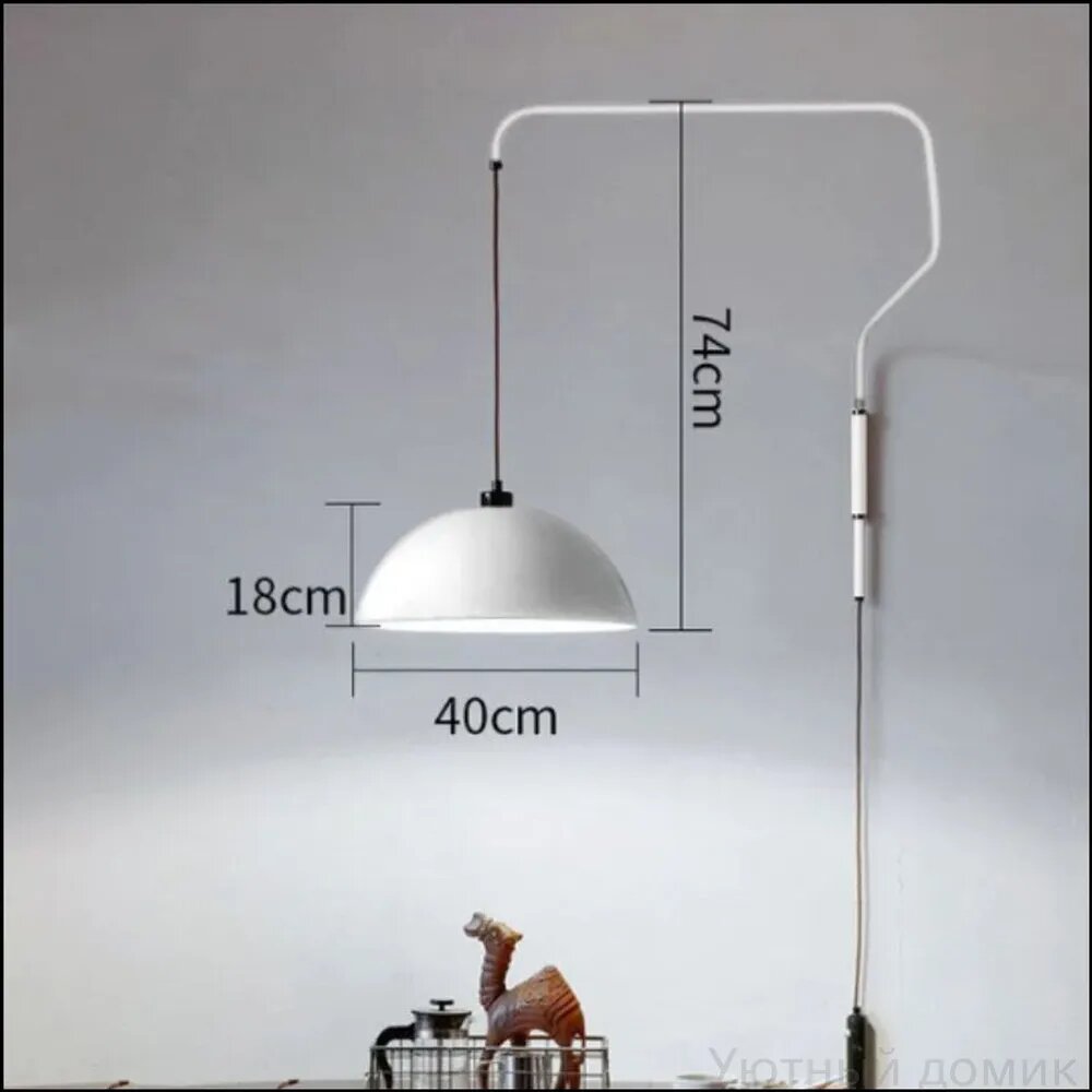 Настенный светильник E27, LED, белый, металлический плафон, для ванной, 1 лампа, 740мм — фото 1