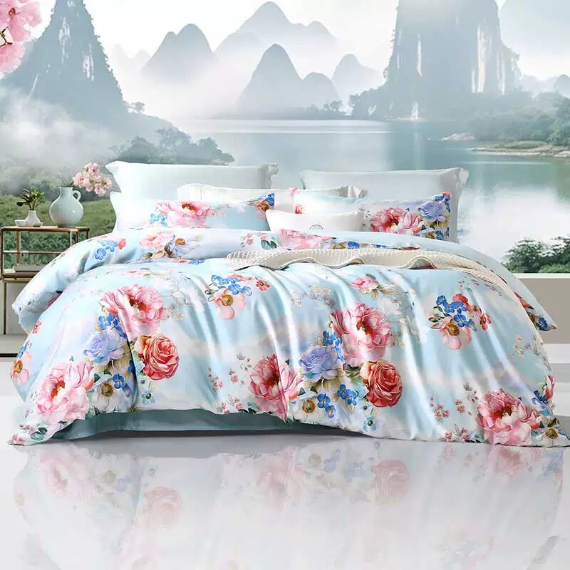 Комплект постельного белья Fuanna Home Textiles из 4 предметов, 60 нитей, из длинноволокнистого хлопка, сатин, класса
