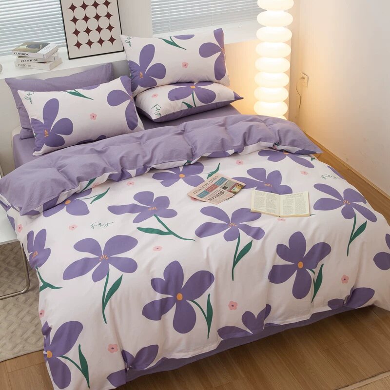 Милый мультяшный комплект постельного белья из 100% хлопка, четыре предмета, для студенческого общежития, комплект из