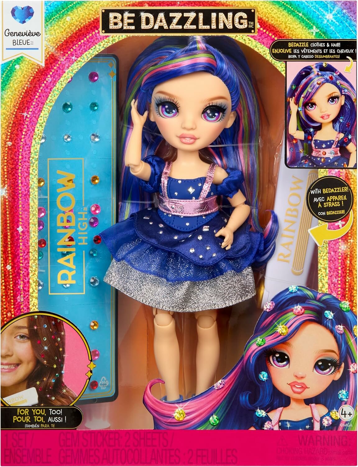 Кукла Rainbow High Be Dazzling - Кукла Женевьев/Genevieve Bleue + набор для декорирования, 28 см - Рейнбоу Хай 597810