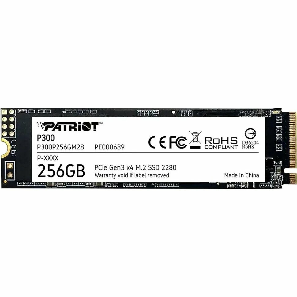 SSD накопитель Patriot M.2 2280 256Gb P300 PCI-E 3.0 x4(P300P256GM28), 1926307