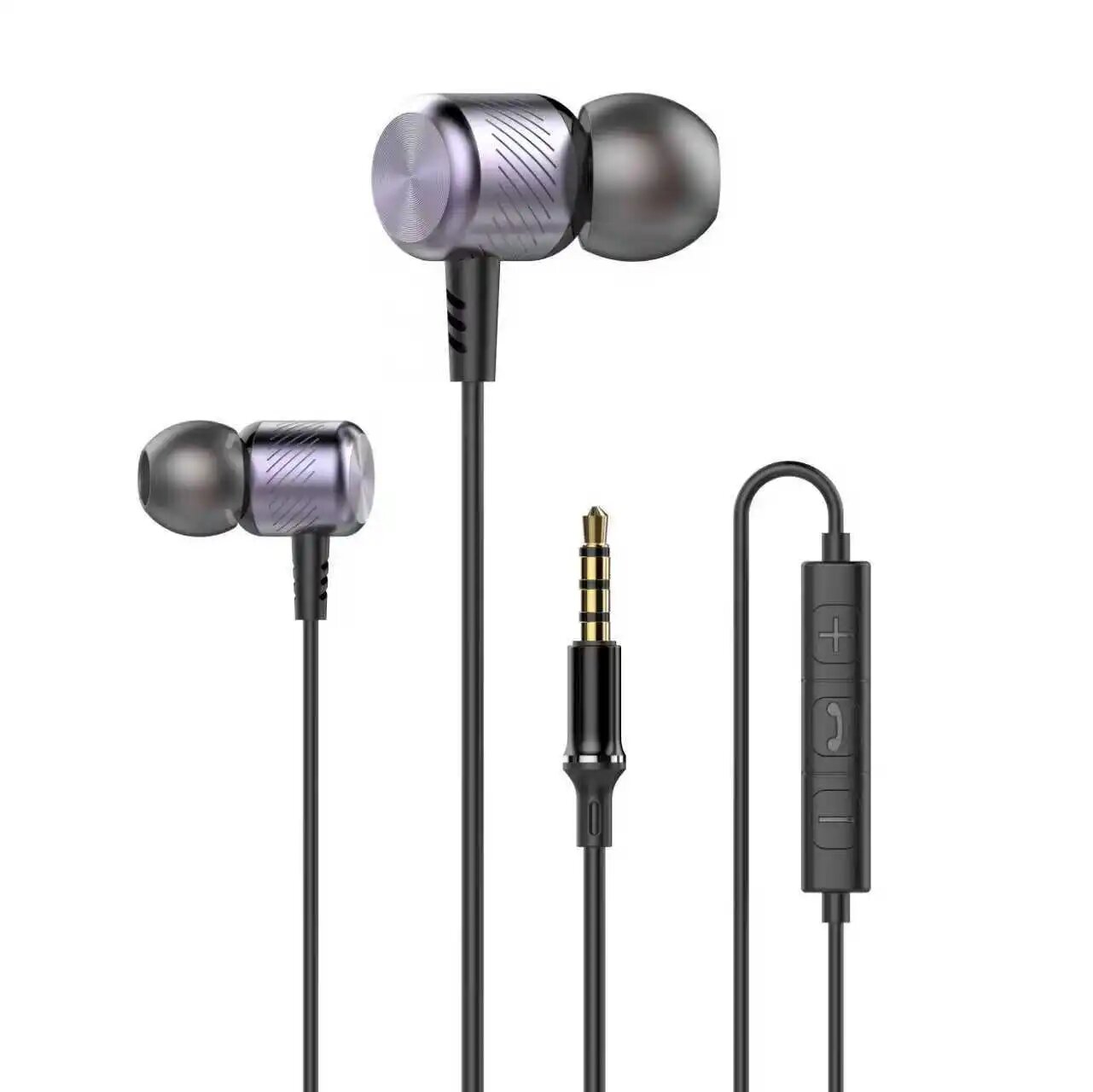Проводные металлические наушники с шумоподавлением JBL Deep Bass Type-C 3.5мм Серый, 3.5mm Purple