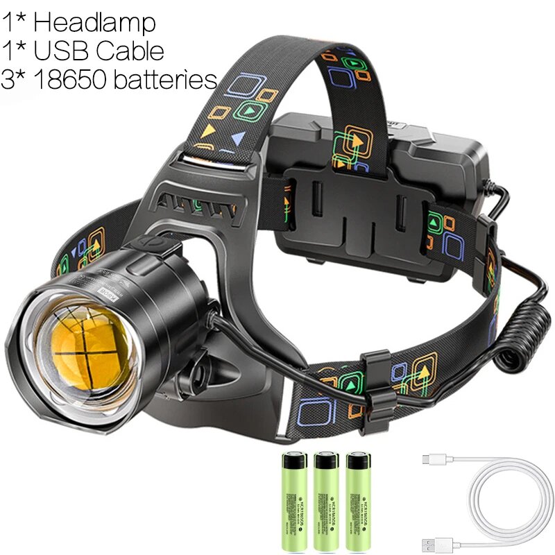 Налобный фонарь JONCELY XHP70/90, Цвет корпуса: P50-LED