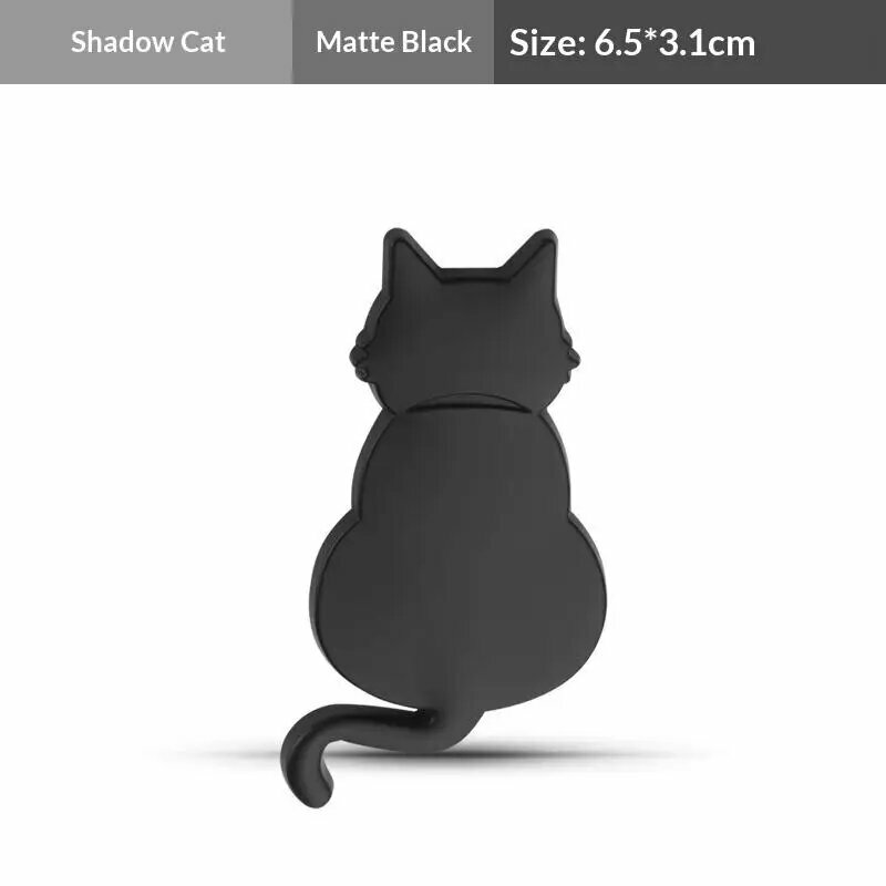 Металлический стикер "Shadow Cat" черный, 6.5*3.1см