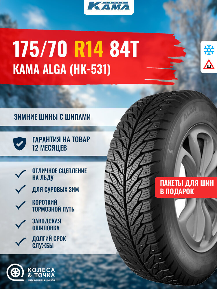 КАМА ALGA (НК-531) 175/70R14 84T (зима / шипы) (343204)