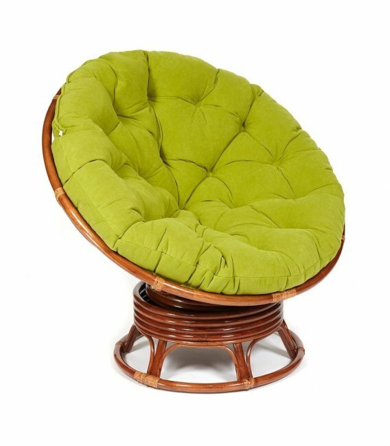 Кресло-качалка PAPASAN/папасан w 23/01 B /с подушкой/ 115х78х104 см, Pecan (орех), флок Олива, 23