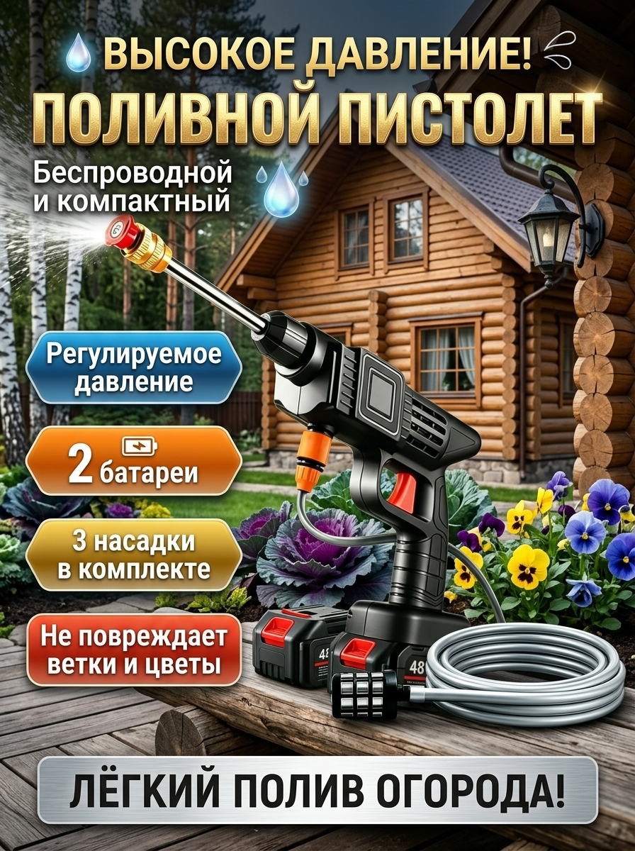 Насос аккумуляторный для полива из бочки, 48V