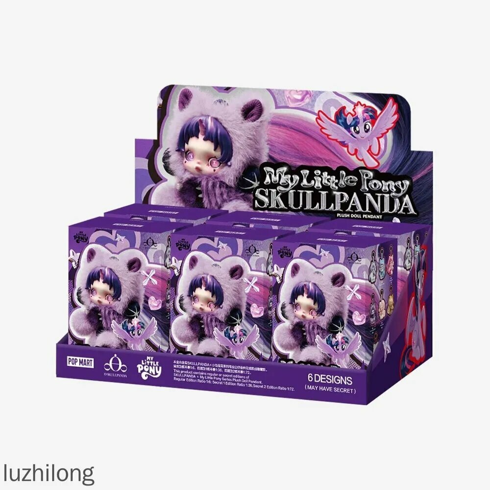 POP MART - SKULLPANDA My Little Pony Series Plush Doll Pendant, Подарки, украшения комнат, Набор (6 шт)