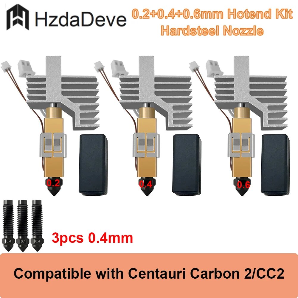 HzdaDeve хотэнд 0.2/0.4/0.6мм, 3шт 0.4мм, Centauri Carbon 2/CC2