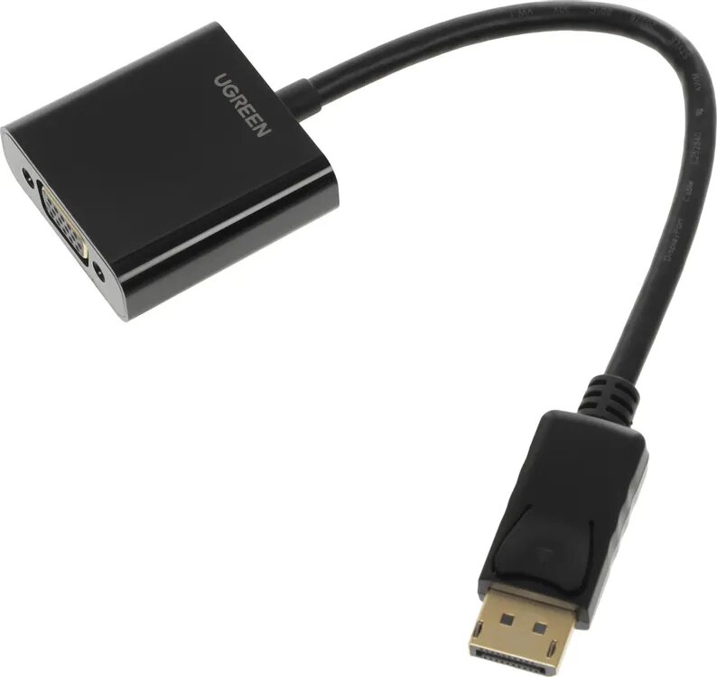 Переходник видео UGREEN DP109, DisplayPort (m) - VGA (m), 0.15м, ф/фильтр, черный (20415)