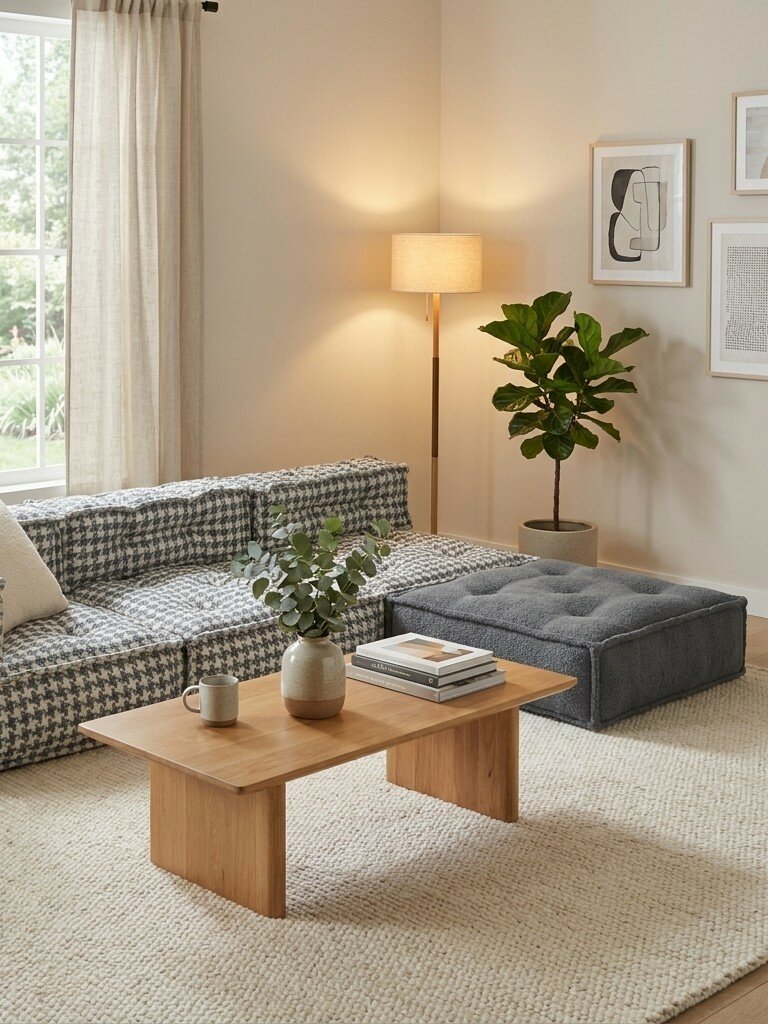 Модуль мягкий нижний TetChair, искусственный мех, серый, флаффи, 80х80х24см