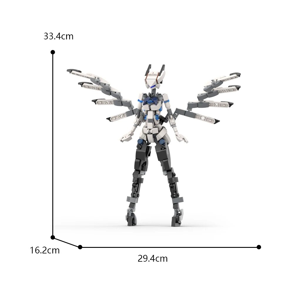 Строительные блоки Angel Mecha Girl MOC, шарнирная аниме-фигурка с подвижными крыльями, позашный ангел для коллекционеров