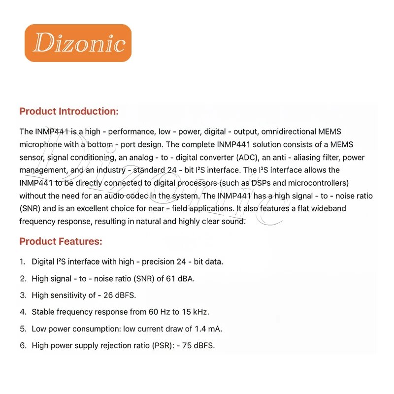 Модуль микрофона Dizonic INMP441 MEMS Module Square — фото 1