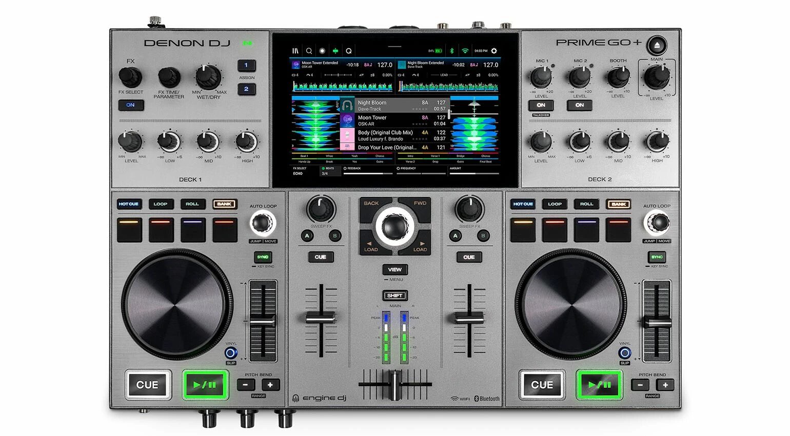 DJ-Контролер Denon DJ Prime Go+, 20 Гц - 20 кГц, Встроенная батарея.