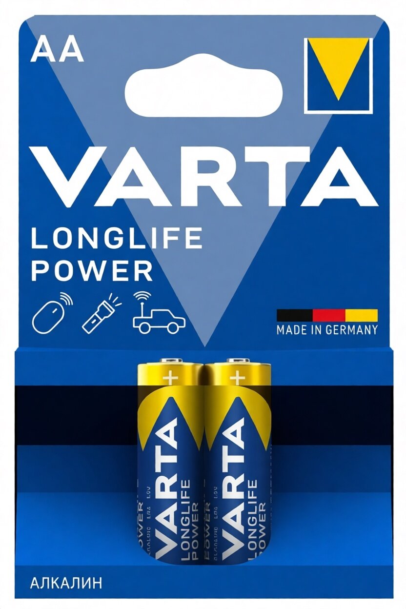 Батарейка VARTA AA Longlife Power (LR06) Alkaline, 2 шт. (2 шт. в блистере)