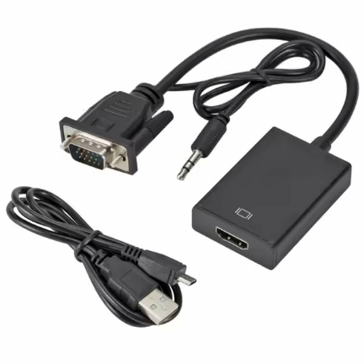 Конвертер VGA В HDMI, Совместимый С Разрешением 1080p И Аудиоразъемом 3,5 Мм
