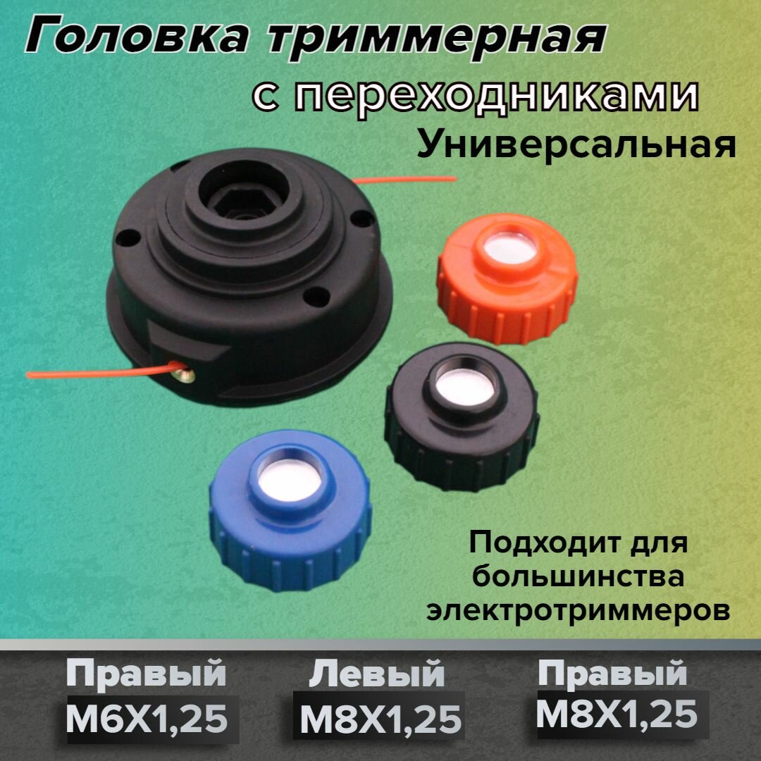 Катушка триммерная для электрокос, тип Хоумлайт с 3-я переходниками