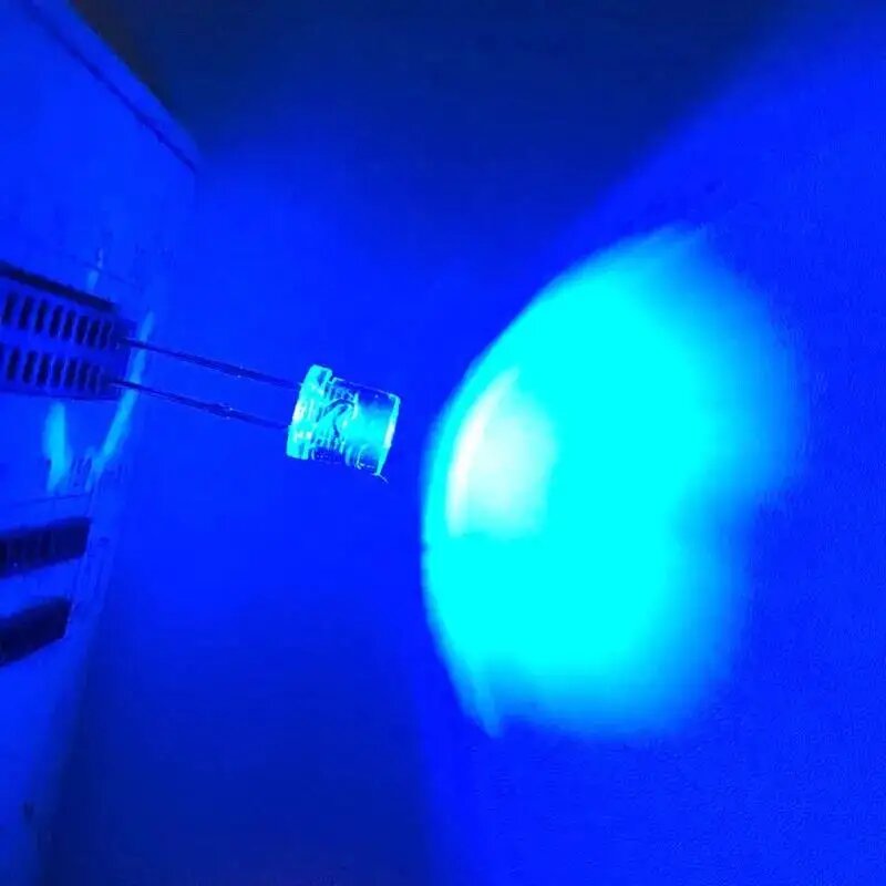 Светодиод 5мм голубой, Blue, 1000шт
