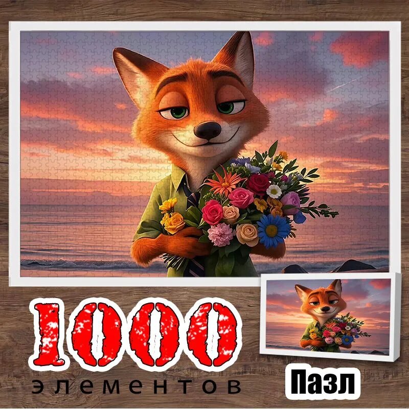 Пазлы для взрослых и детей, 1000 элементов, "Зверополис", подарочный пазл
