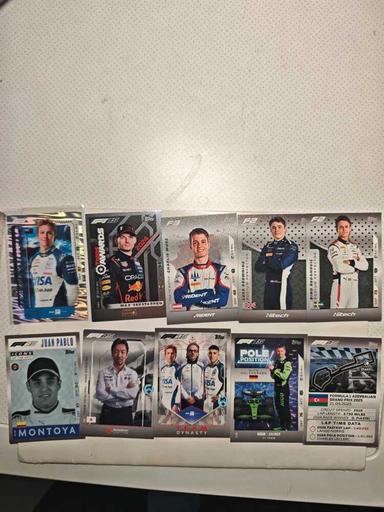 Набор коллекционных карточек Topps Formula 1 F2 F3 Turbo ATTAX 2025 (10 карточек)