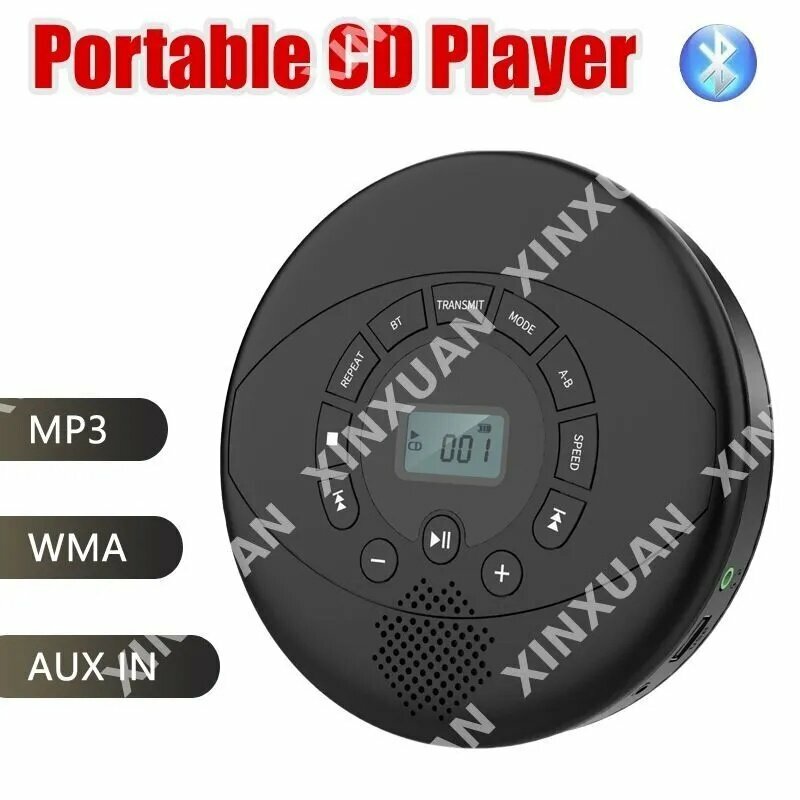 Портативный Bluetooth-CD-плеер Walkman оснащён встроенным динамиком, USB, AUX и разъёмами для наушников, а также питается от аккумулятора