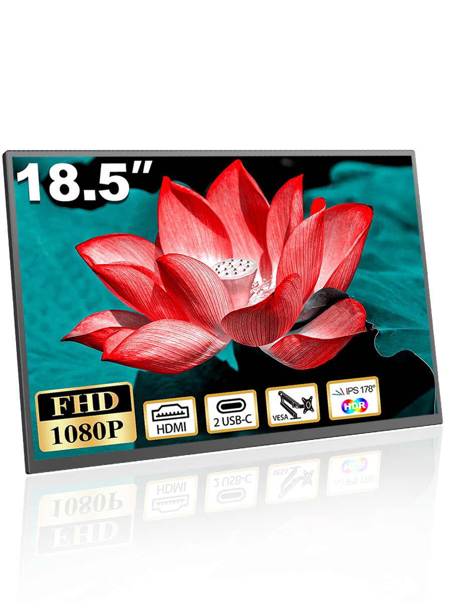 Портативный монитор LAPTOMO LF185 18.5", 1920×1080, 120 Гц, IPS, черный