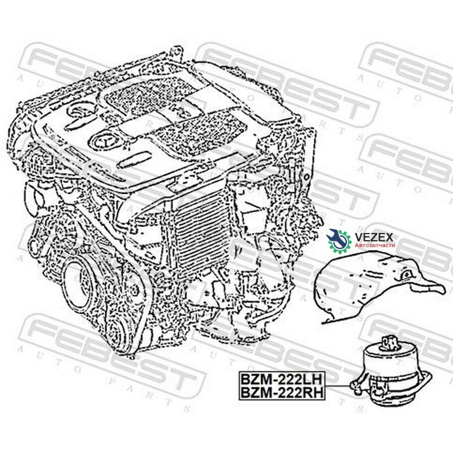 FEBEST BZM-222RH подушка двигателя правая (гидравлическая) BZM-222RH