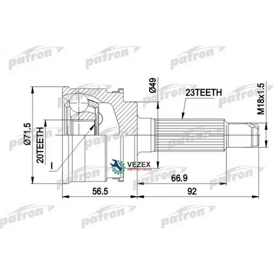 PATRON PCV1360 ШРУС наружн к-кт SUZUKI ALTO III 94 - 02, SWIFT II Наклонная задняя часть 89 - 01