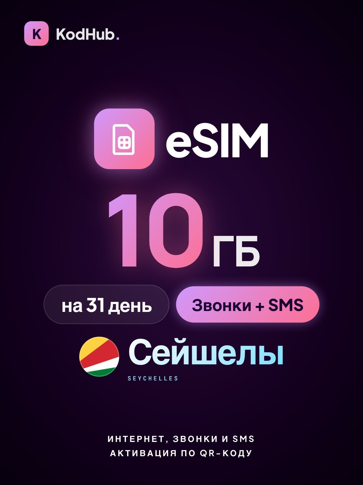 Туристическая eSIM Сейшелы 10 ГБ + звонки + SMS на 31 день | связь в поездке без роуминга