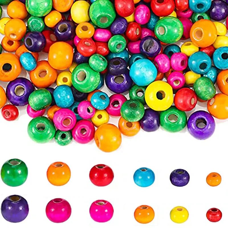 Деревянные бусины-разделители 6-16 мм 6MM 300Pcs 20g