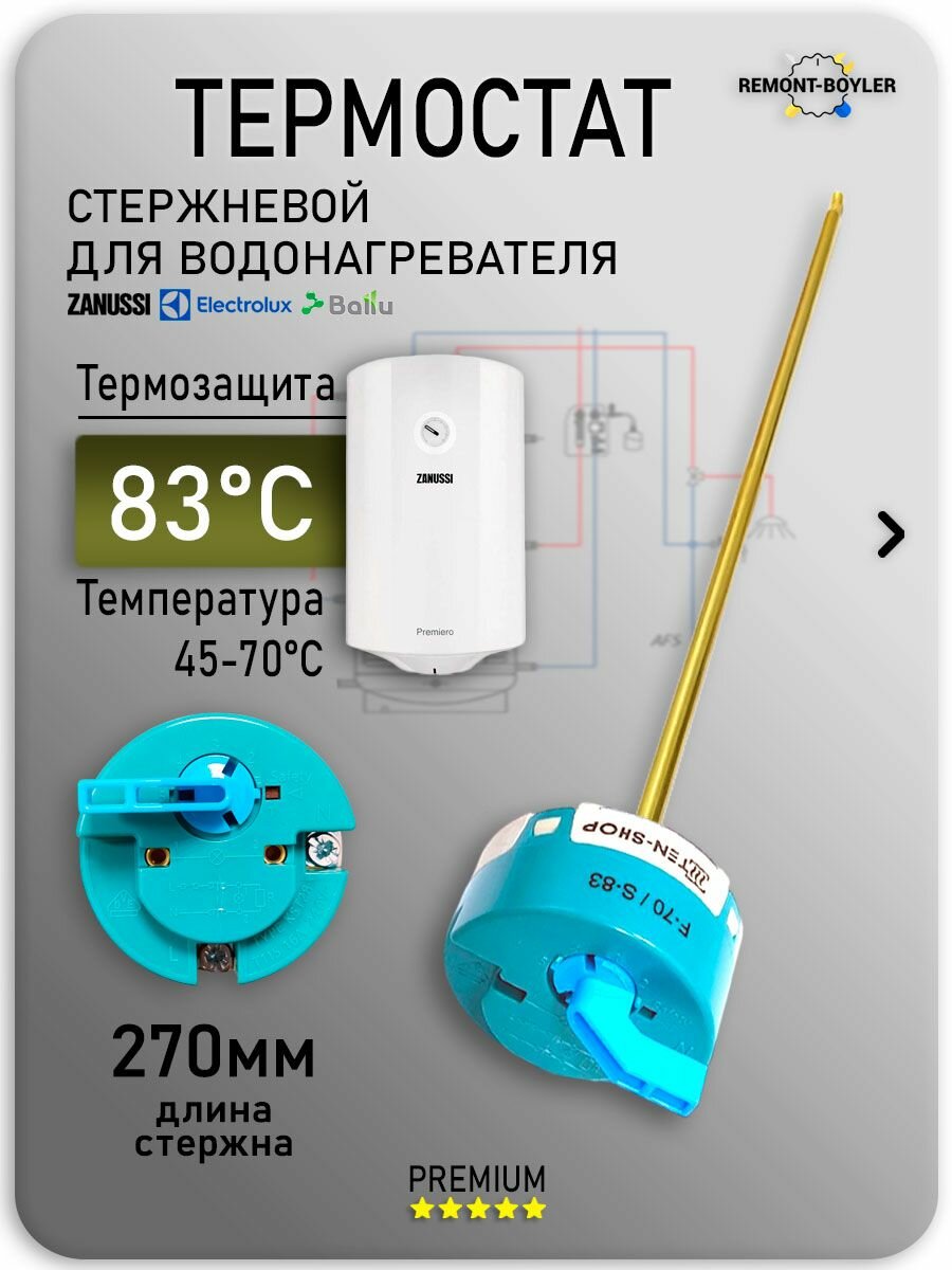 Термостат стержневой с термозащитой Quantum Pro KST T-115 16A/240V для Electrolux, Zanussi, Ballu
