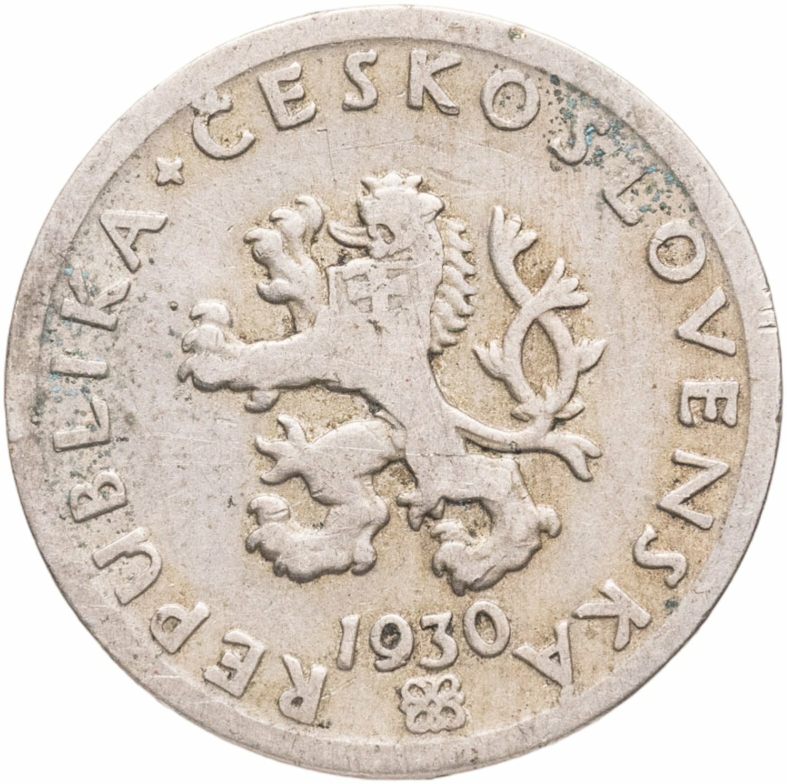 Чехословакия 20 геллеров haleru 1930, Мельхиор медь-никель, в сохранности VF-XF