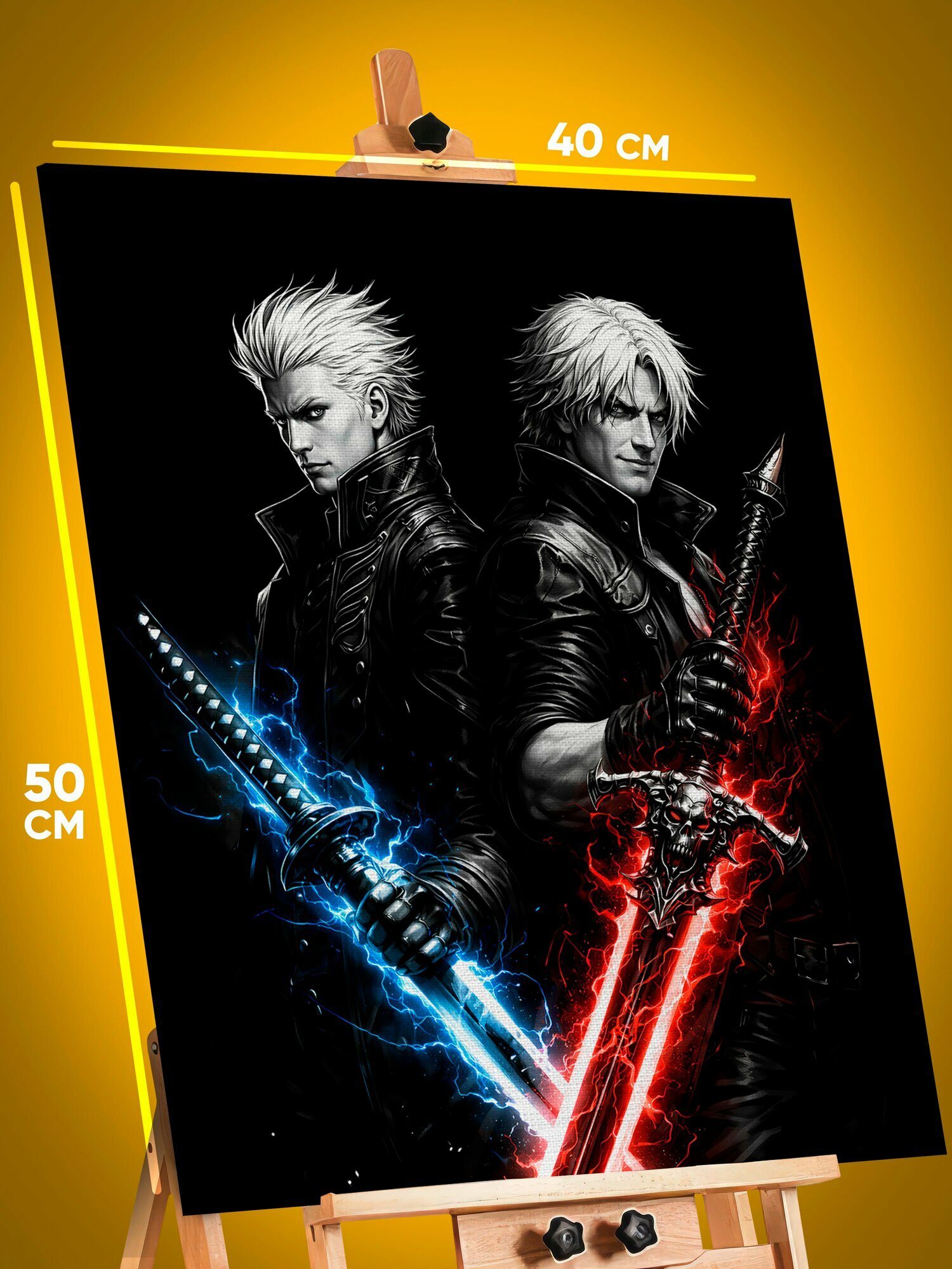 Картина на стену интерьерная на холсте с подрамником 40х50 Devil May Cry Игра Данте и Вергилий