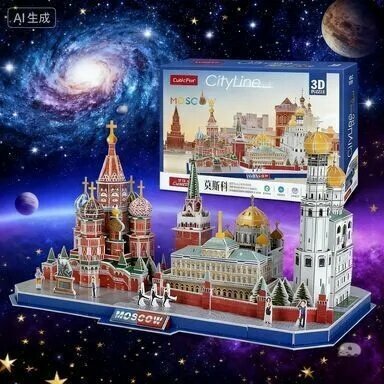 Конструктор, Модель для сборки, Макет Москвы, Красная площадь, Спасская Башня/ 3D Моделирование из картона / Подарок ребенку