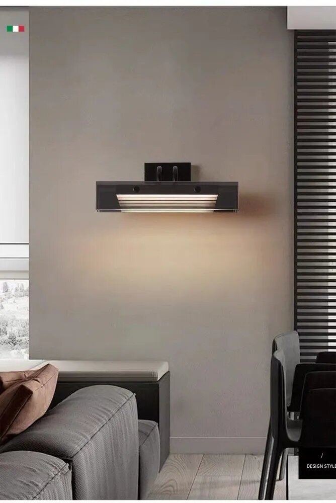 Cassina Люстра светодиодная LED 12 Вт, настенное бра, современный дизайн, стекло, металл, черный
