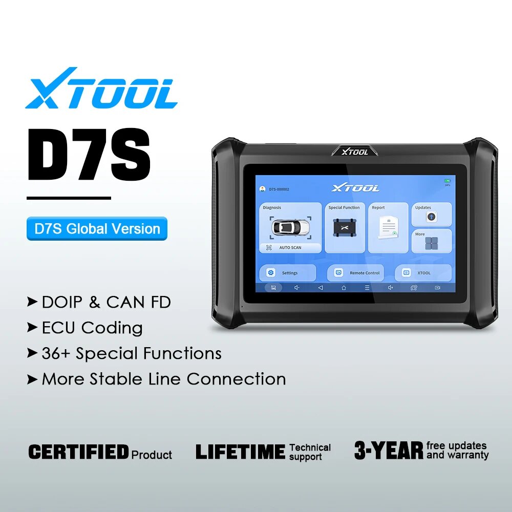 Сканер OBD2 XTOOL D7S V2.0 ECU Coding Сканер для автомобилей Двусторонний автомобильный инструмент Программатор ключей 39+ сбросов с CANFD DOIP FCA