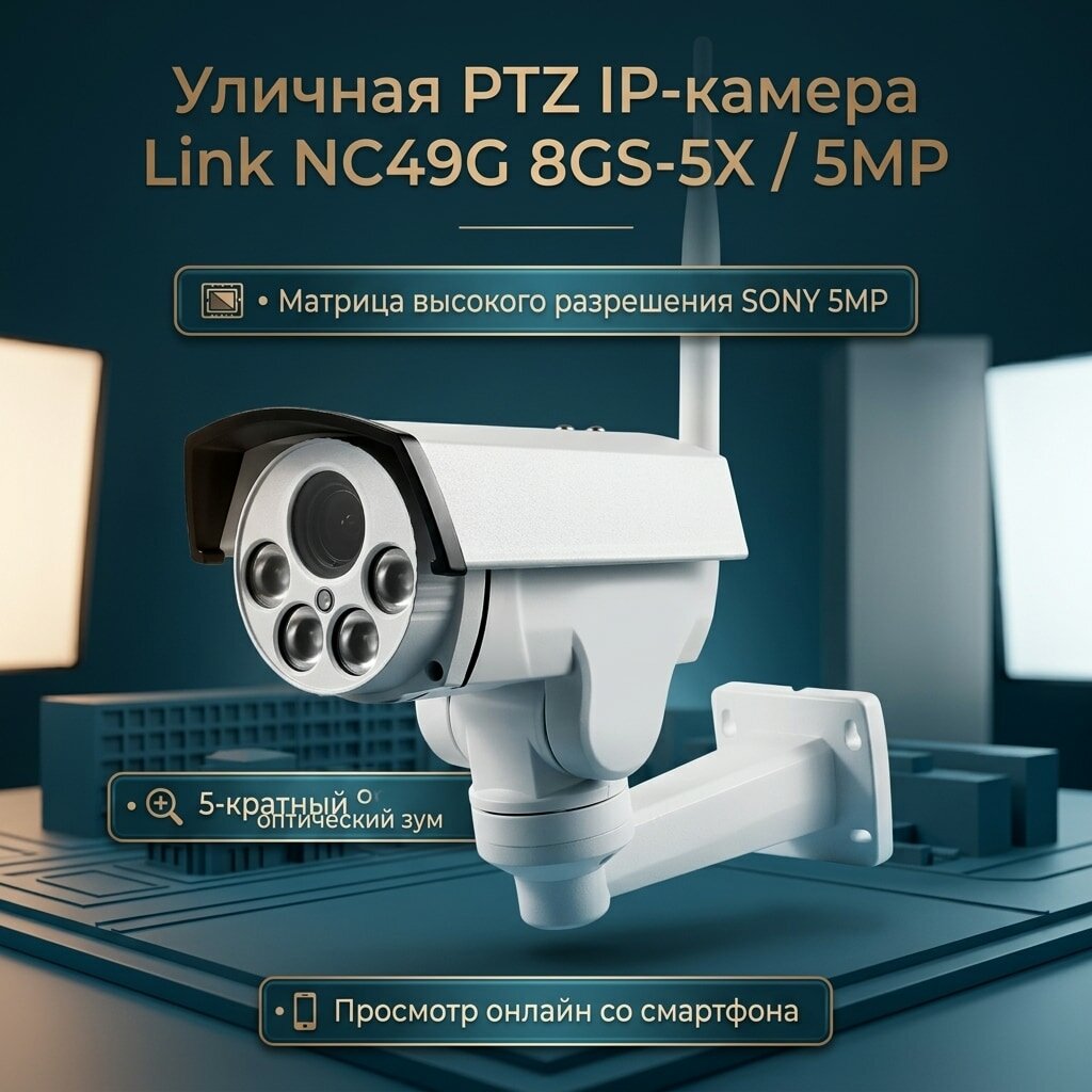 Уличная поворотная 3G/4G IP камера Link NC49G 8GS-5X / 5MP с записью