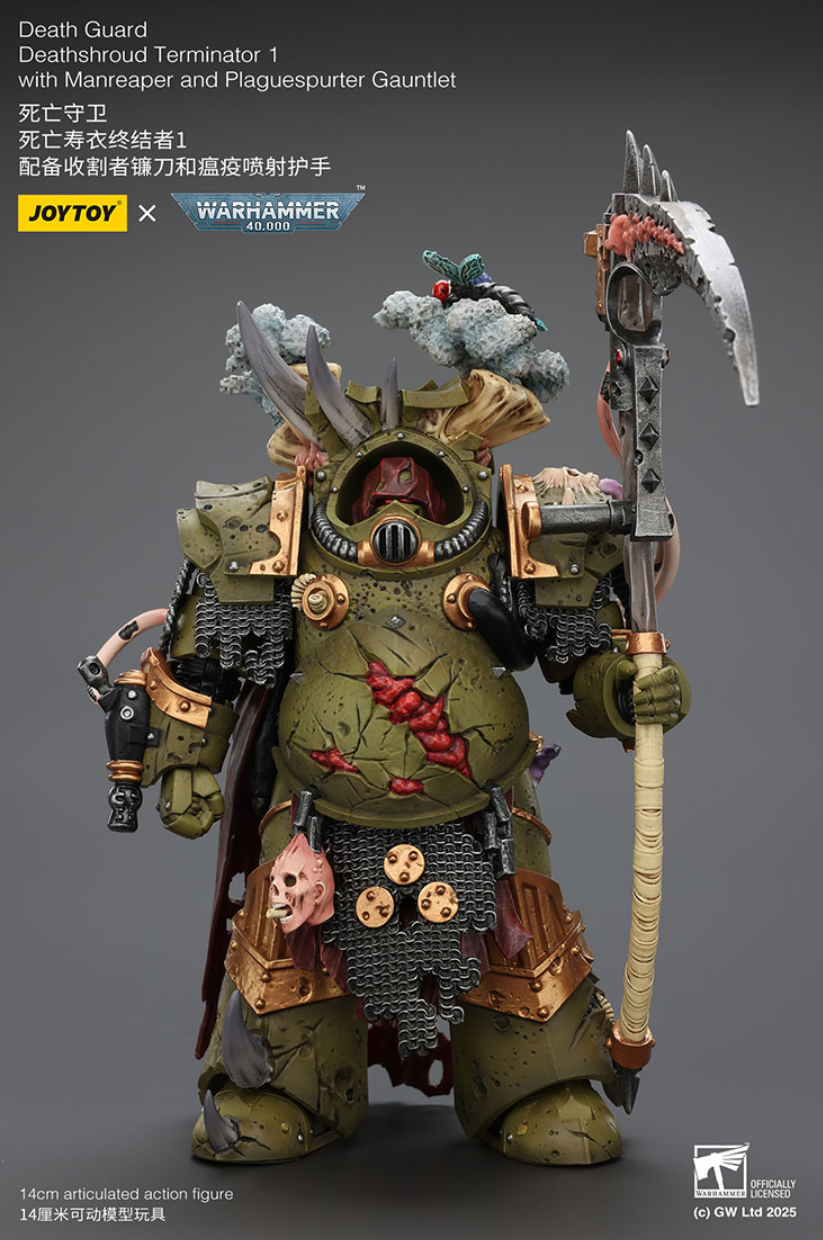 Фигурка JOYTOY Warhammer 40000 Death Guard Deathshroud Terminator 1 with Manreaper and Plaguespurter Gauntlet