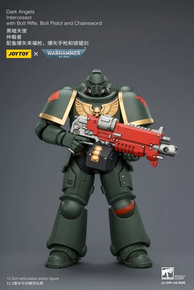 Подвижная фигурка JOYTOY Warhammer 40K 1/18 Action Figures Dark Angels Intercessors with Bolt Rifle, Bolt and Chainsword